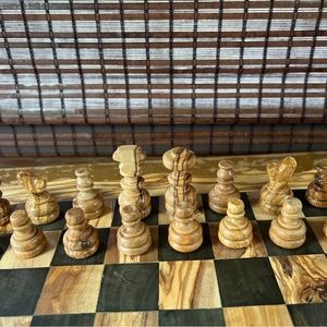 Games | New Rustic Handmade Rustic Olive Wood Chess Set 12 Board With ...